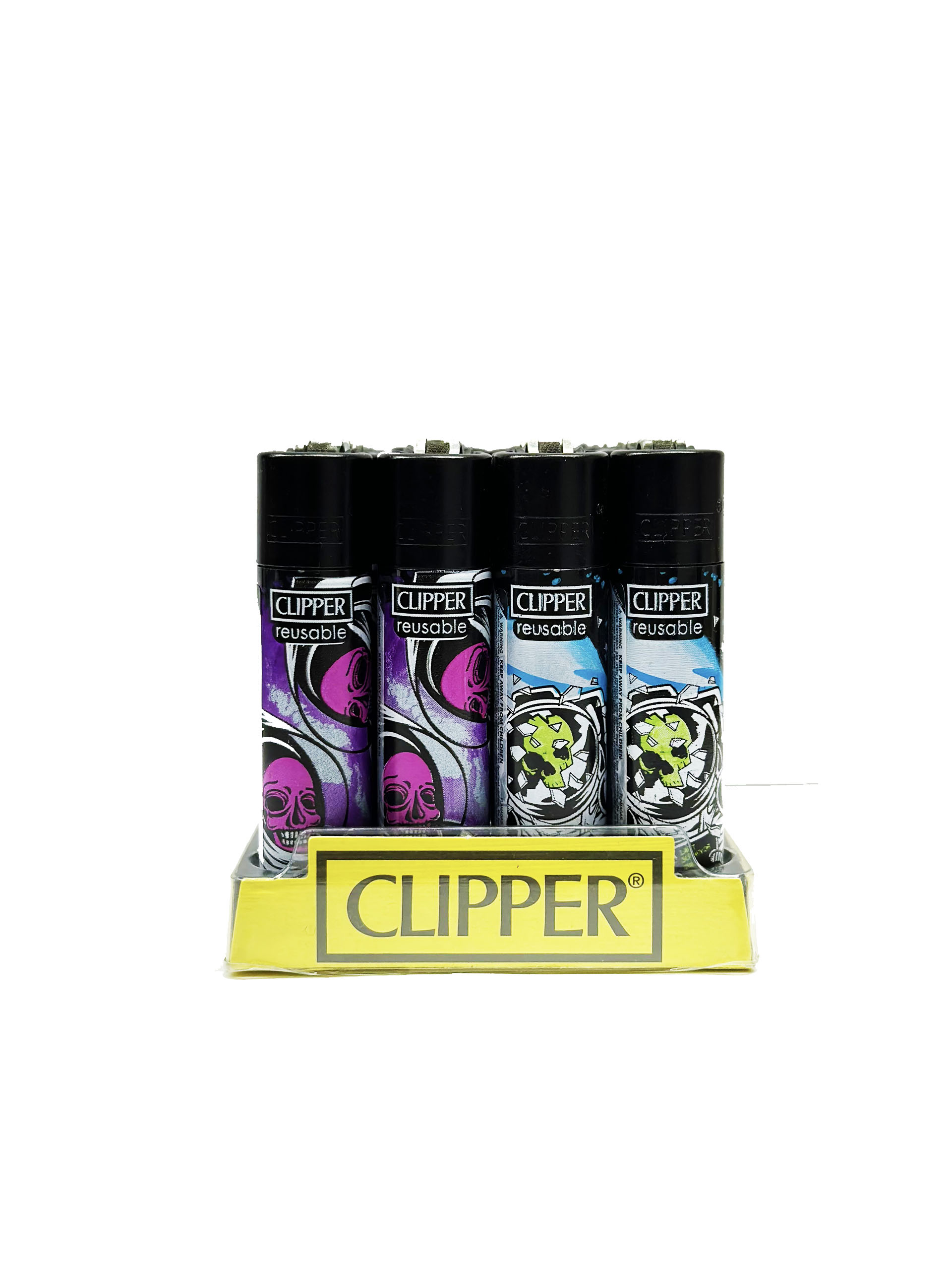 Clipper Lighters – Assorted Colors – Space Skulls – 24 Pack - Vape Shop ...