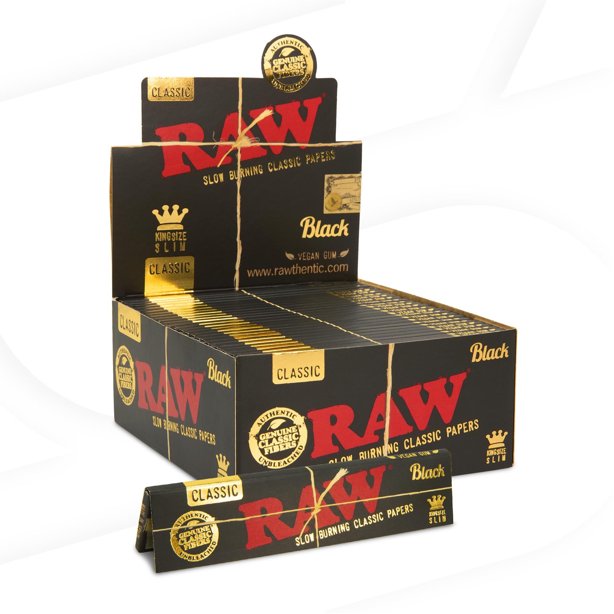 Raw King Size Slim Classic Black Rolling Papers 50 Per Pack Vape Shop Next Gen